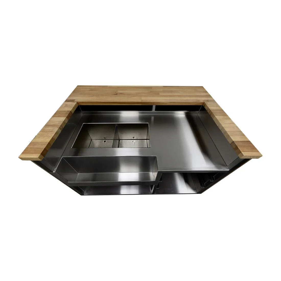 JK035 Parry Events Bar with Iroko wood bar top and oak clad front/side ...
