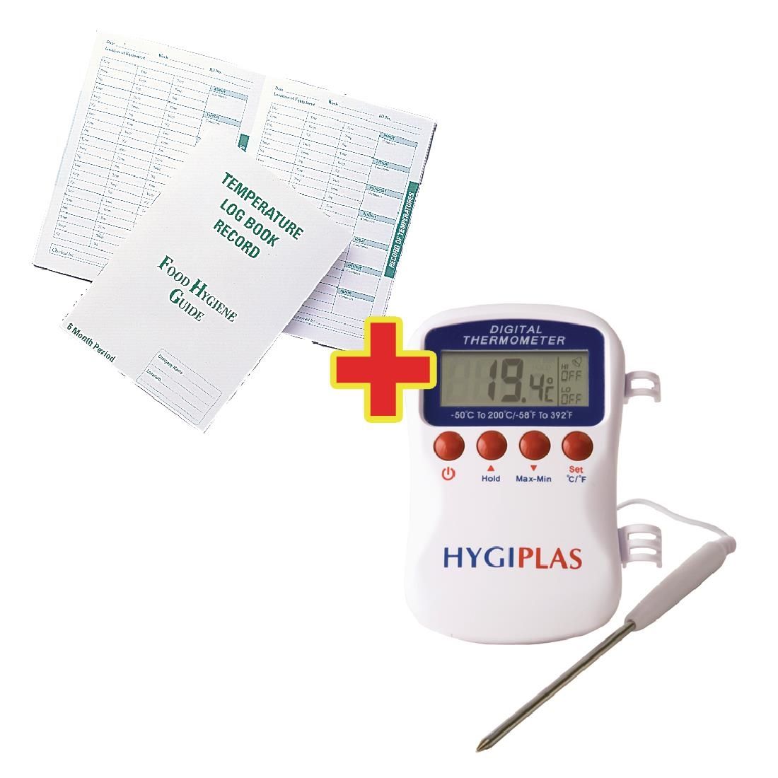 Special Offer Hygiplas Multistem Thermometer and Temperature Log Book ...